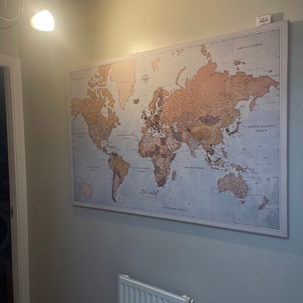 Personalized World Map - Push Pin Map - Pinboard Cork - Canvas Print ...