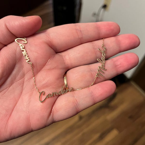 Multi-name Family Necklace, Multiple Nameplated Necklace, Personalized ...