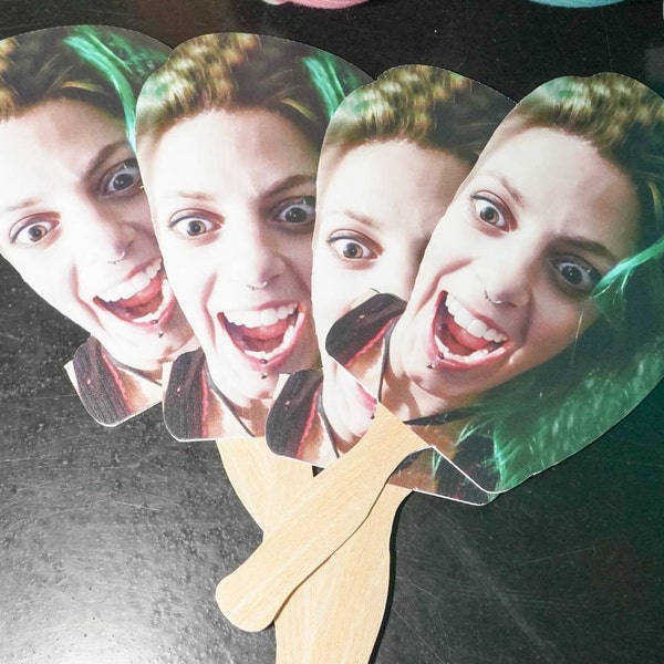 Custom Face Fans With Wooden Handle, Wedding Heads, Bachelorette Groom ...
