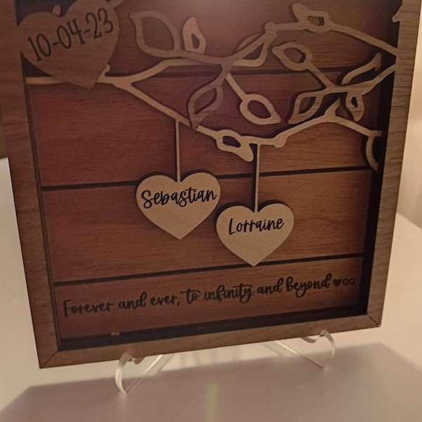 Personalized Wood Anniversary Sign: Layered 3D Heart Date Frame ...