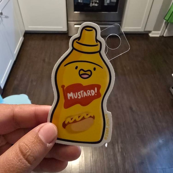 Mustard Sticker | Weatherproof Vinyl Sticker| Kawaii Food Sticker ...