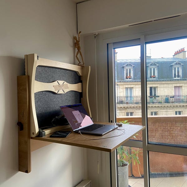 Wall Mounted Height Adjustable Desk. Sit or Stand Ergonomic Home Office ...