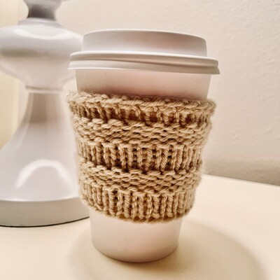 KNITTING PATTERN Coffee Cozy Knitting Pattern, Beginner Knit Pattern ...
