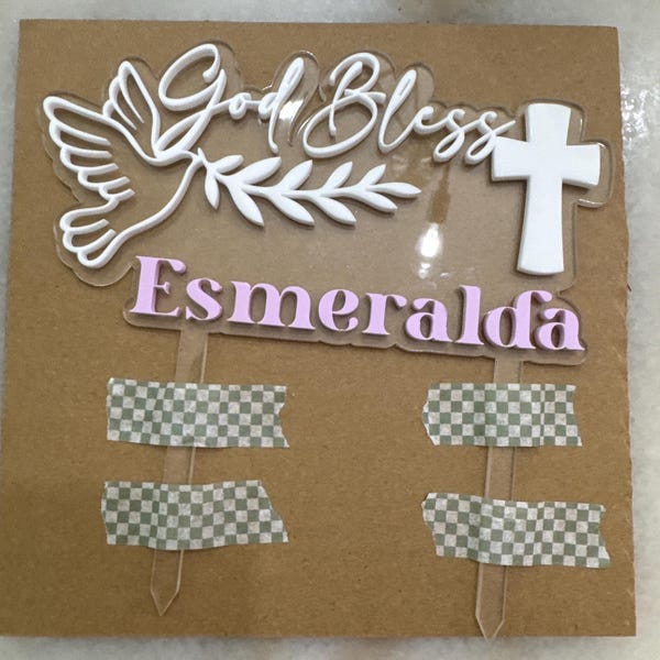 Baptism Cake Topper I God Bless Cake Topper I First Communion Cake ...