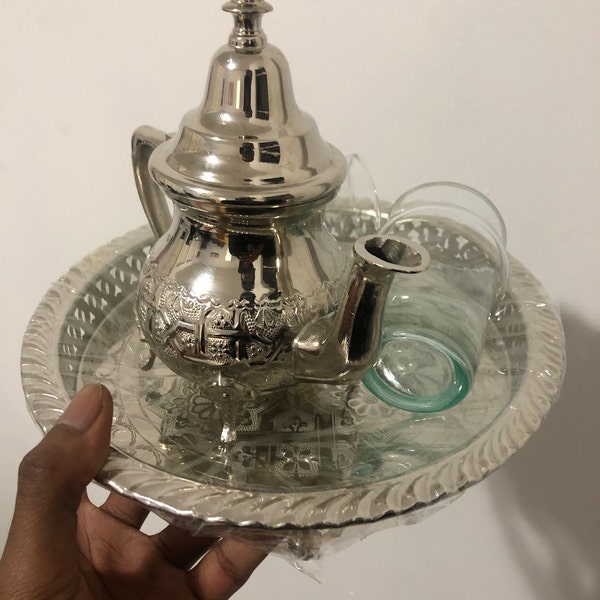 Moroccan Elegant Handcrafted Alpaca Silver Qudsi Teapot From Fez | FREE ...