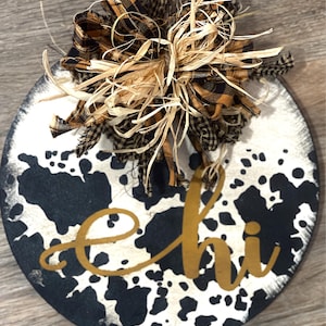 SVG/PNG File Aztec Cow Print Door Tag Pattern digitaldownloadcricutboho ...