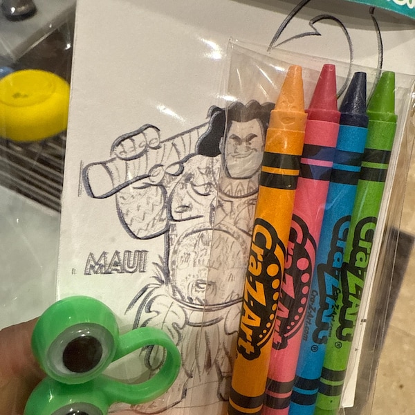 Moana Maui Coloring Party Favors With Crayons| Moana Maui Birthday ...