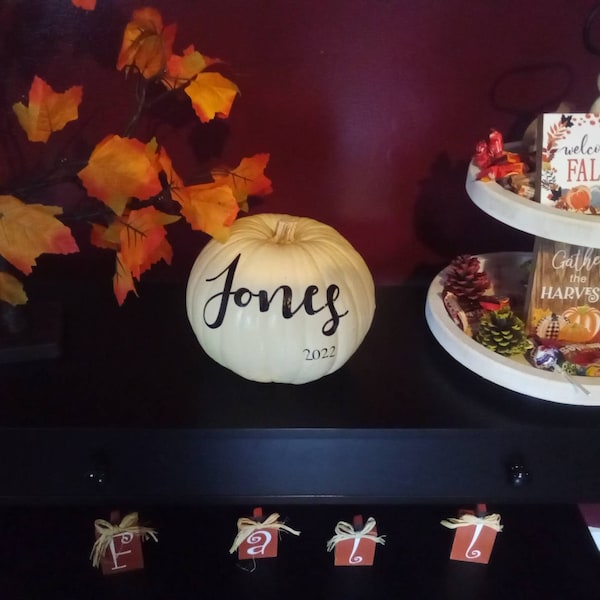 Personalized Pumpkin Vinyl Decal, Monogram and Name , Pumpkin Decor ...