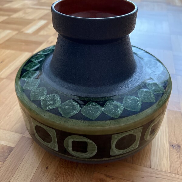 West German Pottery Jasba Ceramic Planter Cortina Glaze Planter Black ...