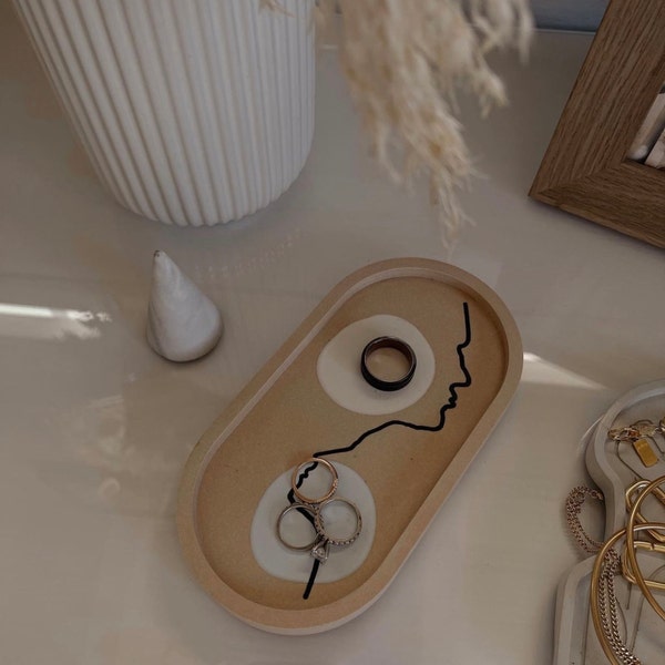 Terrazzo Oval Jesmonite Tray Decorative Key Tray Customizable EDC Tray ...