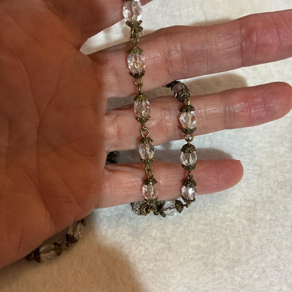 Chain Ornate Capped Beaded Chain Ice AQUA Flash USA Made Crystal Beads ...