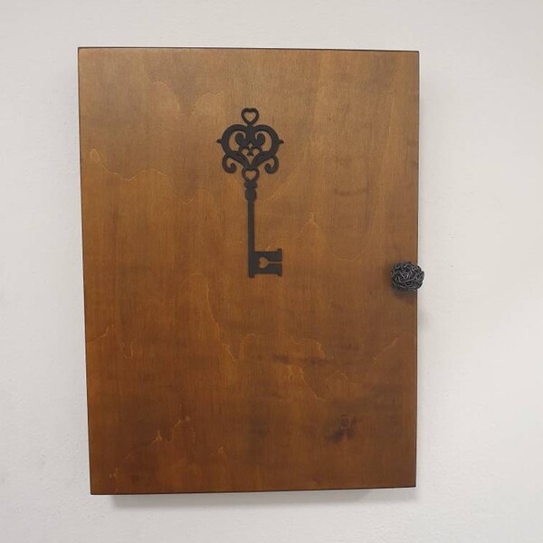 Personalized Lockable Hanging Wooden Key Box, Key Safe, Large Hanging ...
