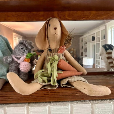 Primitive Bunny Grungy Bunny Handmade Bunny Primitive Handmade Bunny ...