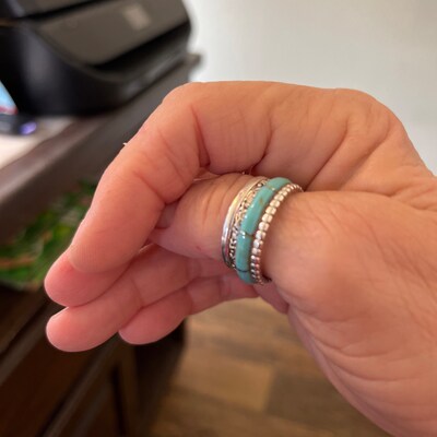 Turquoise Band Ring, Sterling Silver, 2mm Ring, Stacking Ring ...