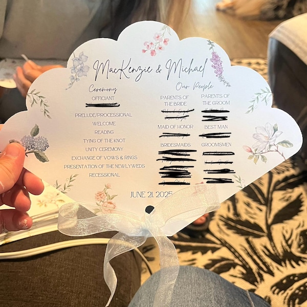 Wedding Program Fan Template- Downloadable, Edit in Canva, Garden Party ...