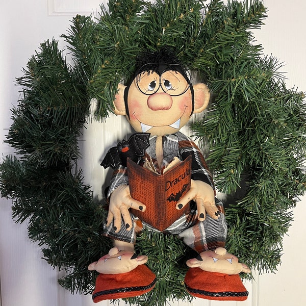 Primitive Hand-crafted Sitting Frog Doll With Slippers and Book Doll ...