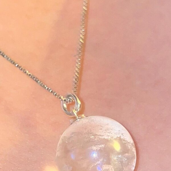 Pools of Light 18mm "floating" Genuine Rock Crystal Quartz Pendant With ...