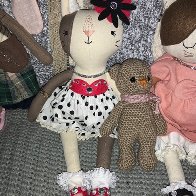 Handmade Bunny Doll, Handmade Stuffed Plush Rabbit Toy, Cloth Doll ...