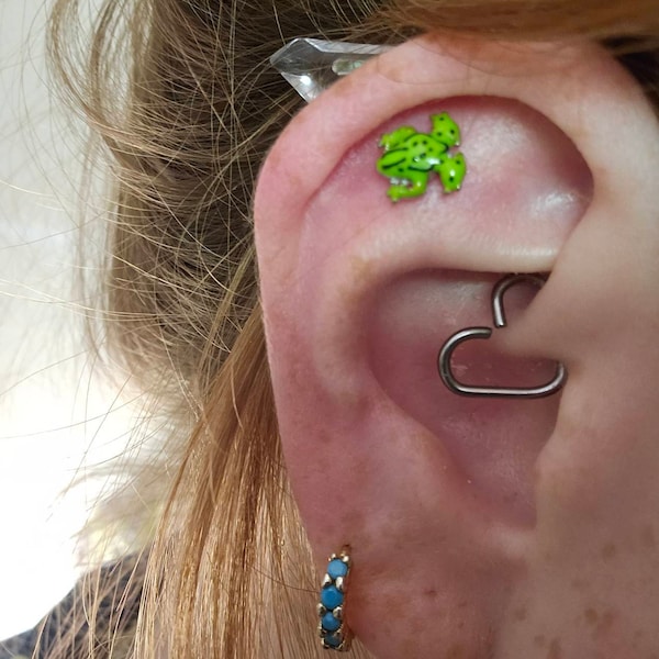 16G Tiny Frog Internally Threaded Cartilage Stud/daith Studs/tragus ...