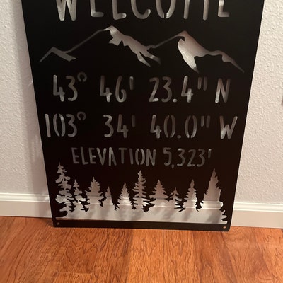 Mountain Coordinates & Elevation Sign Custom Coordinates Sign Mountain ...