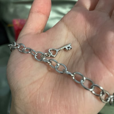 Chain Bracelet With Key Charm, Heart Charm Bracelet, Friendship ...