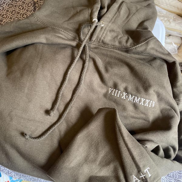 Roman Numerals Hoodie Couples Matching Custom Embroidered Sweatshirts ...