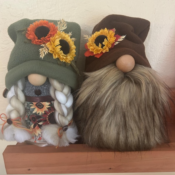 Earthy Plaid Female Gnome Fall Gnome, Garden Gnomes, Forest Gnome, Tiered Tray Decor - Etsy