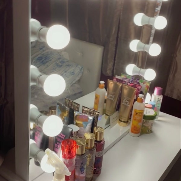 Curved Hollywood Vanity Mirror | LED Makeup Mirror | Table Top- Plugs ...