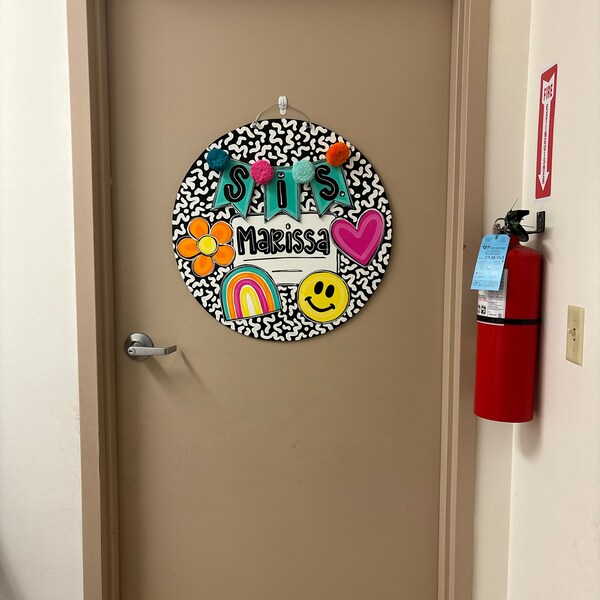 Teacher Door Hanger, Classroom Door Hanger, Back to School, Retro Door ...