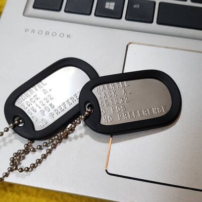 Custom Embossed Personalized Military Issue Stainless Steel Army Navy ...