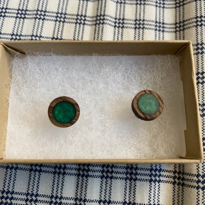 Tree Wooden Stud Earrings, Tree Earrings, Dark, Brown, Black Wood, Mens ...