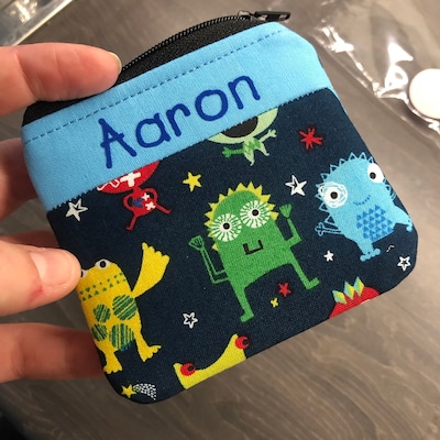 Handmade Fabric Personalised Monster Alien Coin Purse Pouch Wallet for ...