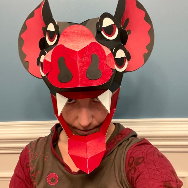 Camazotz Mayan Headdress, Bat Papercraft Mask Template, 3D Low Poly ...