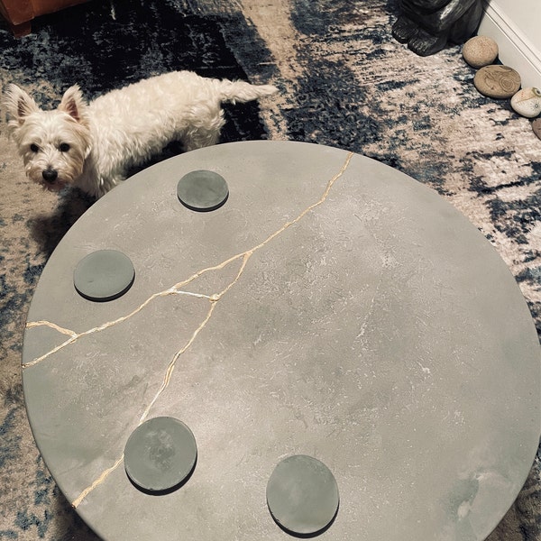 Concrete Kintsugi Round Coffee Table - Etsy
