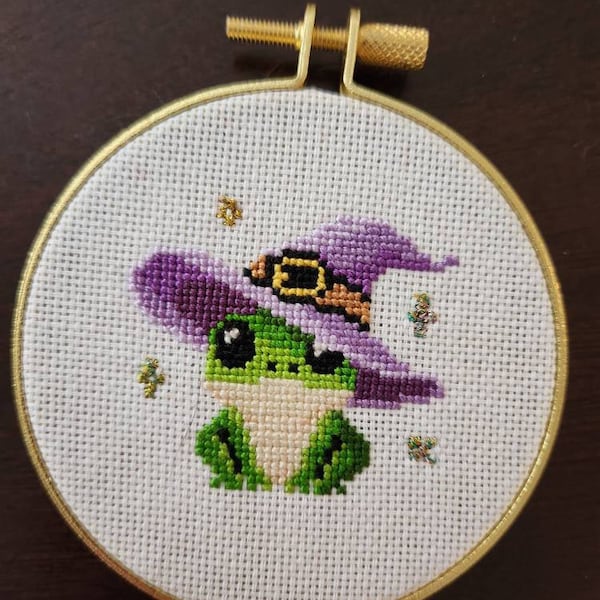 Wizard Frog Cross Stitch Pattern: Witch Toad Embroidery (PDF Pattern ...