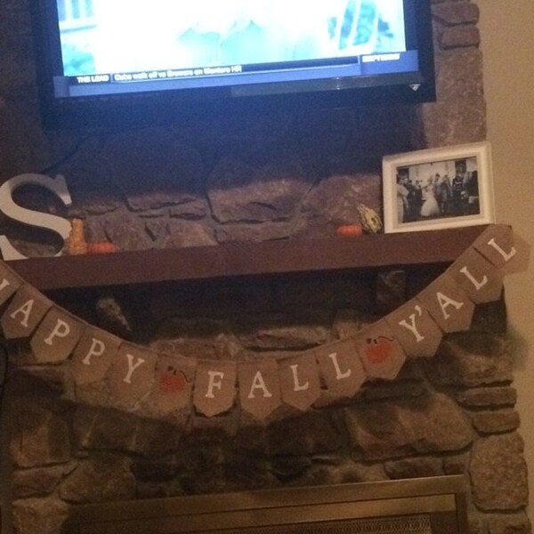 Happy Fall Y'all Burlap Banner, Happy Fall Yall Bunting, Happy Fall Y ...