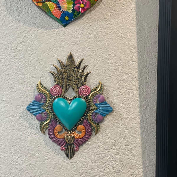 Mexican Tin Heart Handmade Wall Art Valentine’s Day - Etsy Mexican Tin Heart Handmade Wall Art Valentine’s Day - Etsy