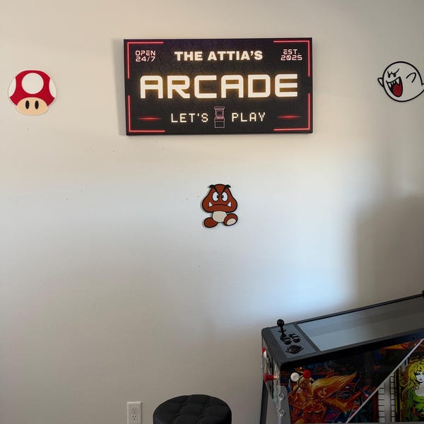 Arcade Sign, Custom Game Room Wall Art, Personalized Arcade Gifts for ...
