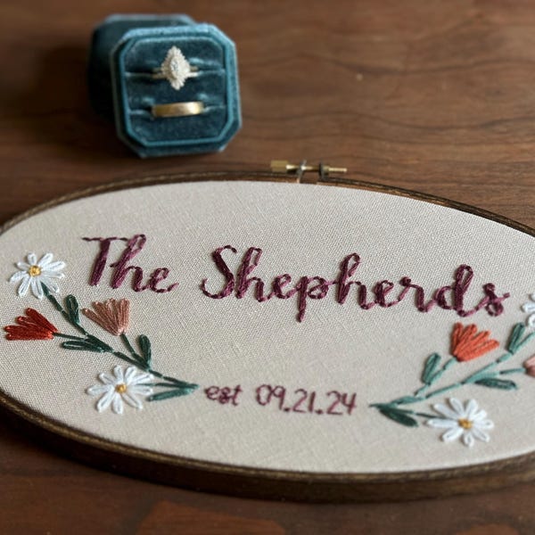 Custom Wedding Embroidery Hoop, Anniversary Gift, Oval Embroidery Hoop ...