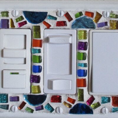 Mosaic Light Switch Plate Multiple Sizes Wall Plug Stained Glass Decor ...