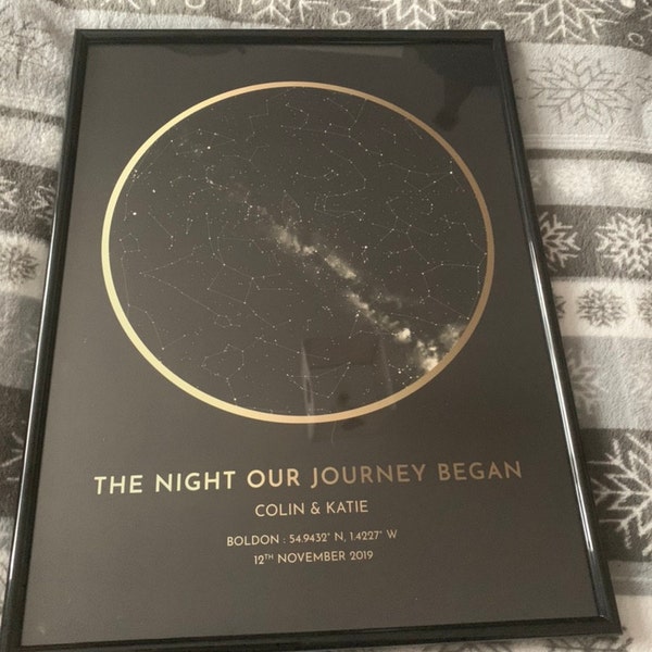Star Chart, Custom Star Map by Date, Personalised Anniversary Gift ...