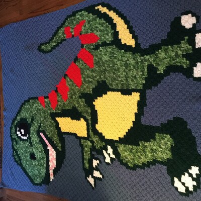 C2C Dinosaur Crochet Pattern / Corner to Corner / C2C Crochet Blanket ...