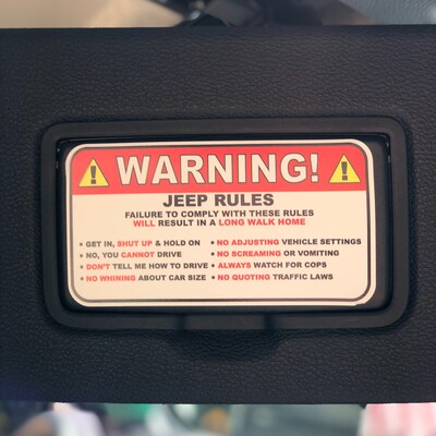 WARNING Vehicle Rules Instructions Safety Funny Adhesive Sticker Decal ...