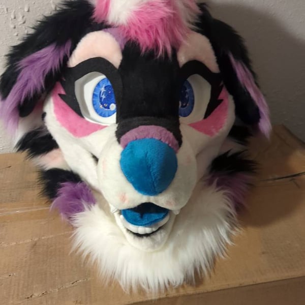 Pastel Rainbow and Black Husky Fursuit Curl Tail - Etsy