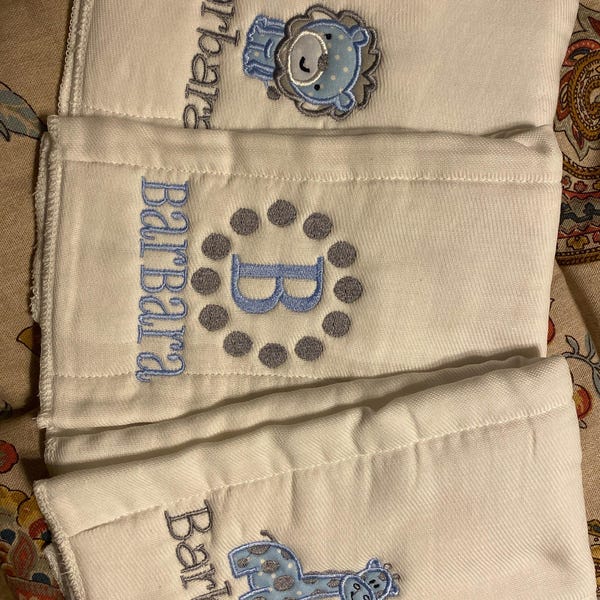 Set of 2 Personalized Baby Boy Bibs - Monogram Bib Set - Embroidered ...