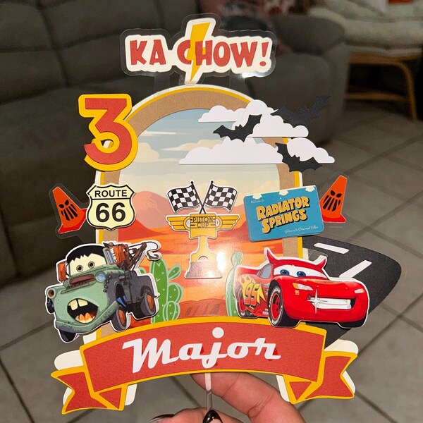 Cars Cake Topper, Lightning Mcqueen Cars Inspired Birthday Cake Topper ...