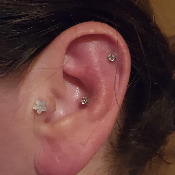 14K Solid Gold Baby Stars Cartilage Helix Inner Conch Sung Tragus Screw ...