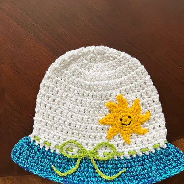 HAPPY SUN HAT Crochet Pattern - Baby Sun Hat Pattern Cotton Sun Hat ...