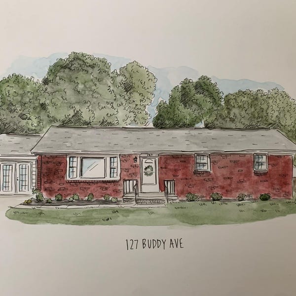 Custom House hand-drawn Sketch 8x10 Pen and Ink Drawing Doodle Bar Home ...