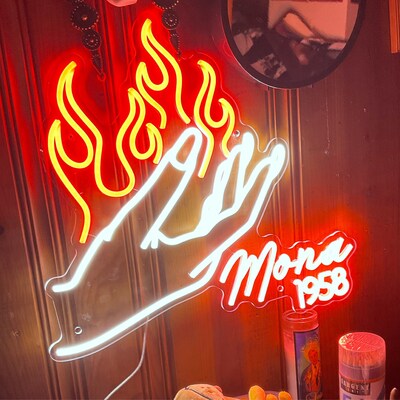Hand Hold Fire Neon Sign Lights Personalized Custom Neon Sign for Bar ...